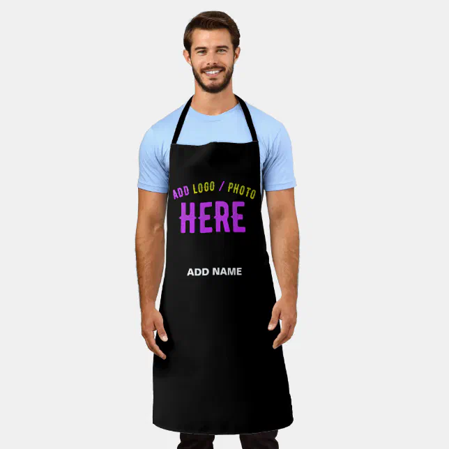 STYLISH MODERN CUSTOMIZABLE BLACK VERIFIED BRANDED APRON | Zazzle