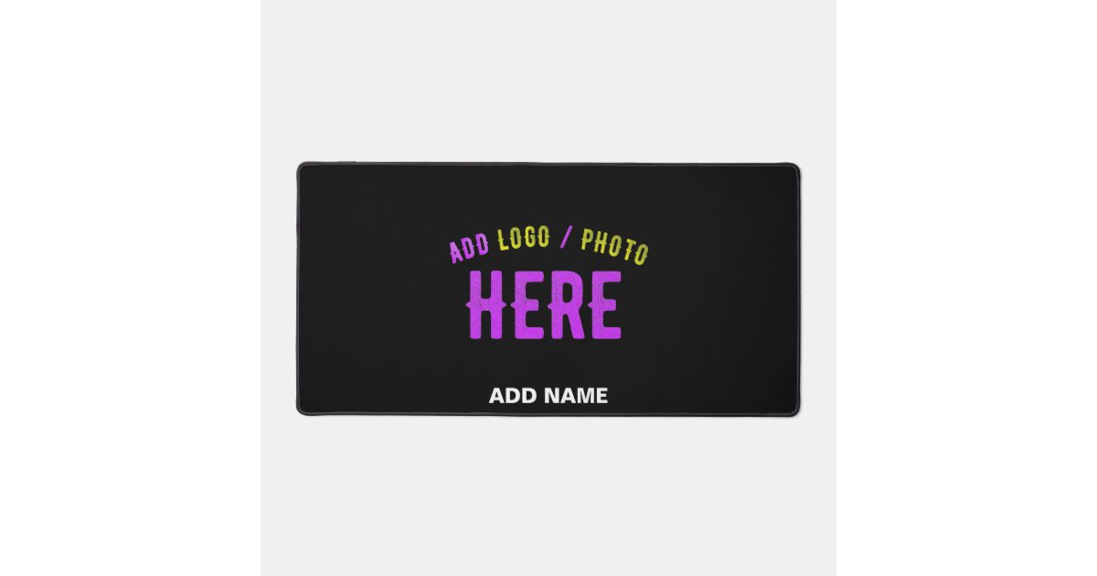 STYLISH MODERN CUSTOMIZABLE BLACK VERIFIED BRANDED DESK MAT | Zazzle