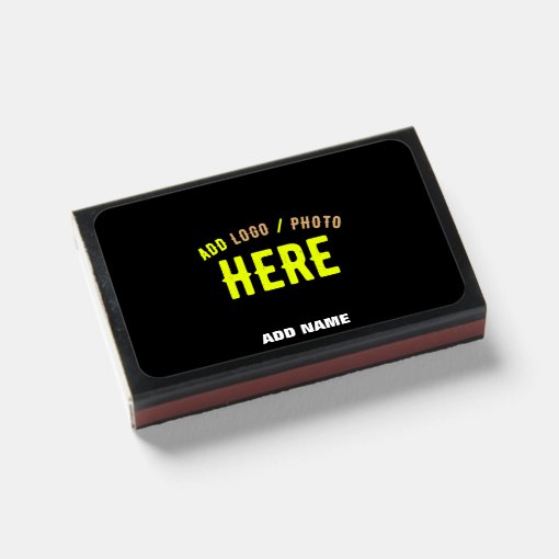 STYLISH MODERN CUSTOMIZABLE BLACK VERIFIED BRANDED MATCHBOXES | Zazzle