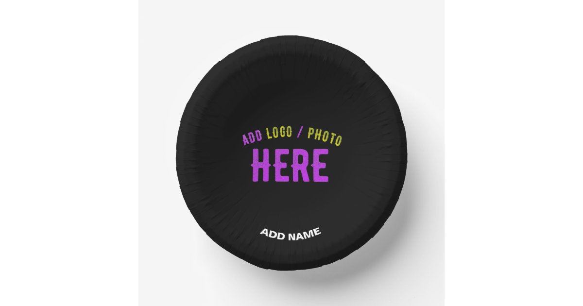 STYLISH MODERN CUSTOMIZABLE BLACK VERIFIED BRANDED PAPER BOWLS | Zazzle