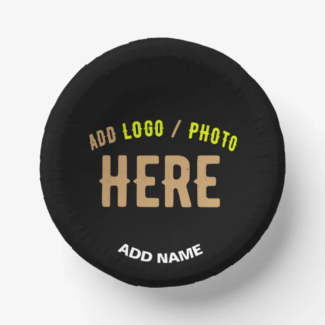 STYLISH MODERN CUSTOMIZABLE BLACK VERIFIED BRANDED PAPER BOWLS | Zazzle