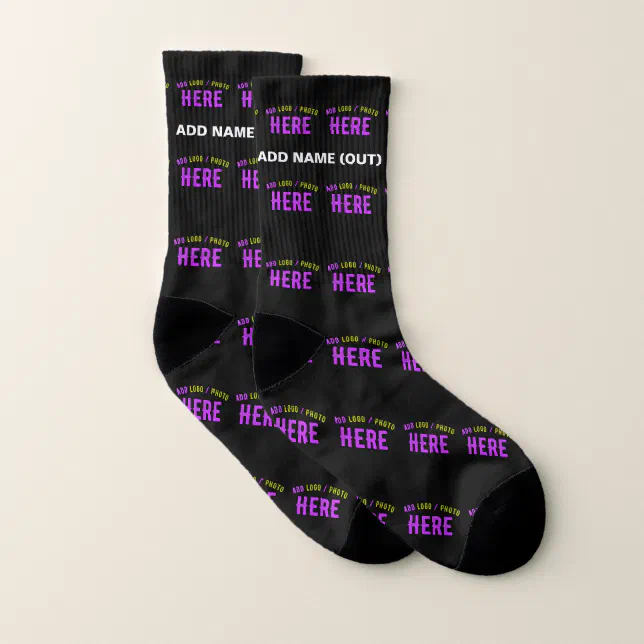 STYLISH MODERN CUSTOMIZABLE BLACK VERIFIED BRANDED SOCKS | Zazzle