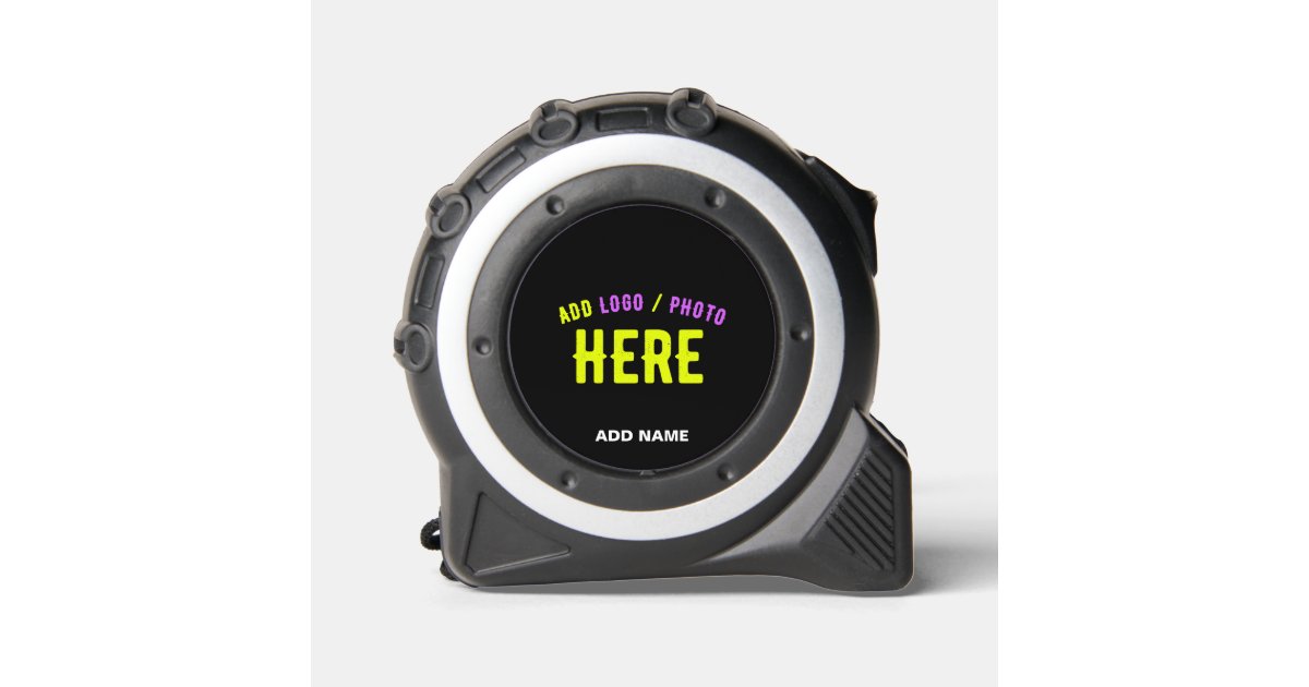 STYLISH MODERN CUSTOMIZABLE BLACK VERIFIED BRANDED TAPE MEASURE | Zazzle