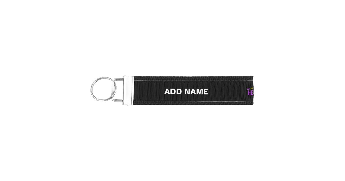 STYLISH MODERN CUSTOMIZABLE BLACK VERIFIED BRANDED WRIST KEYCHAIN | Zazzle