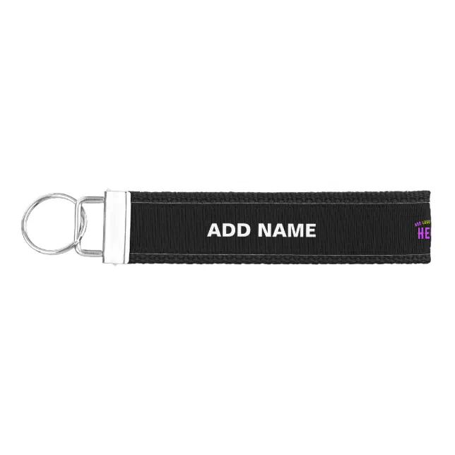 STYLISH MODERN CUSTOMIZABLE BLACK VERIFIED BRANDED WRIST KEYCHAIN | Zazzle
