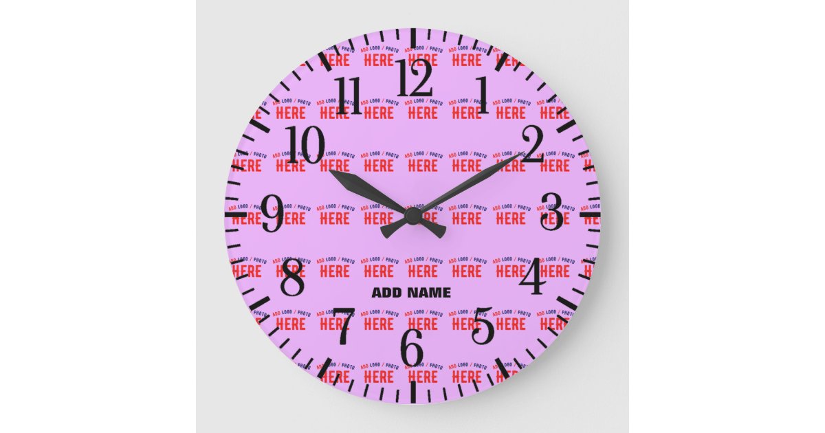 STYLISH MODERN CUSTOMIZABLE MAUVE VERIFIED BRANDED LARGE CLOCK | Zazzle