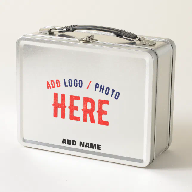STYLISH MODERN CUSTOMIZABLE STEEL VERIFIED BRANDED METAL LUNCH BOX | Zazzle