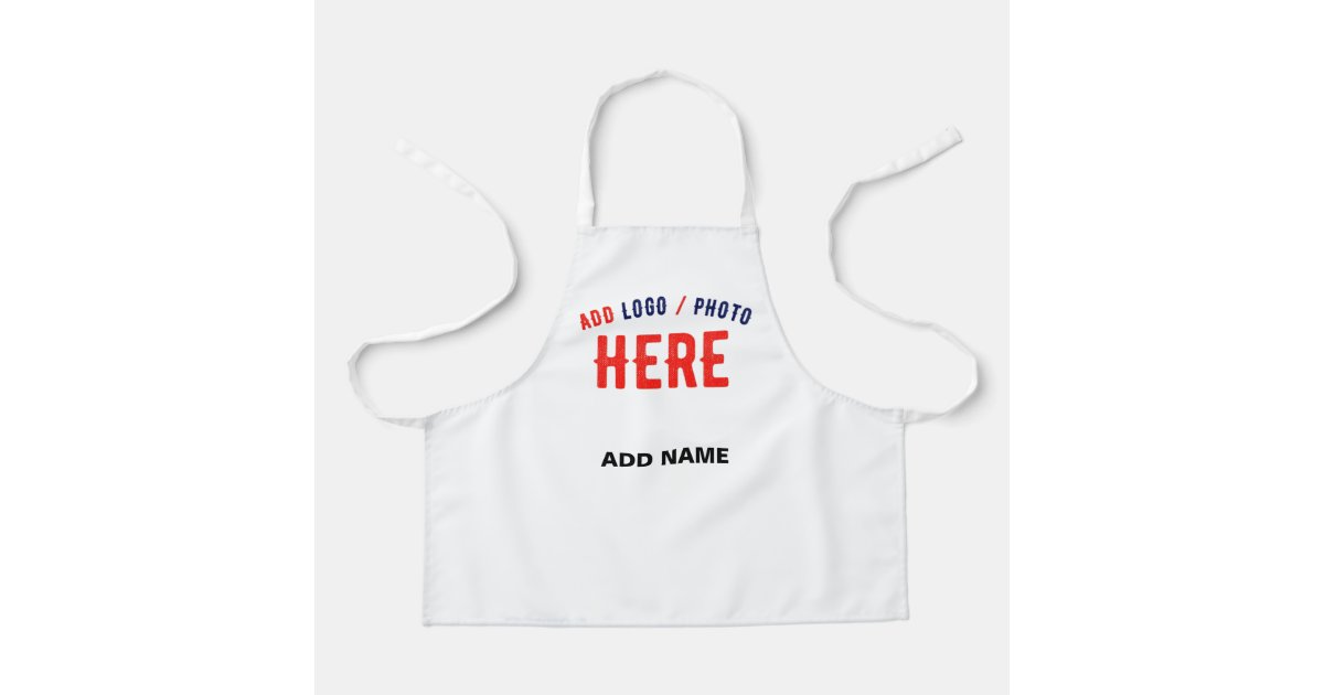 STYLISH MODERN CUSTOMIZABLE WHITE VERIFIED BRANDED APRON | Zazzle