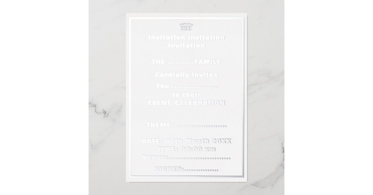 STYLISH MODERN CUSTOMIZABLE WHITE VERIFIED BRANDED FOIL INVITATION | Zazzle