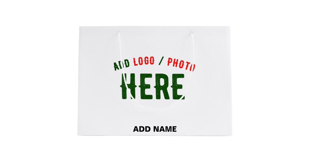 STYLISH MODERN CUSTOMIZABLE WHITE VERIFIED BRANDED LARGE GIFT BAG | Zazzle
