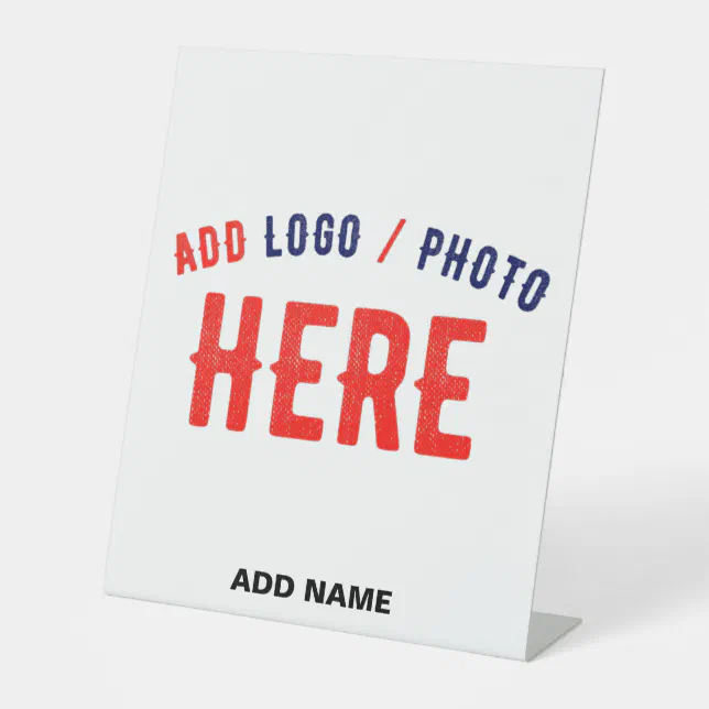 STYLISH MODERN CUSTOMIZABLE WHITE VERIFIED BRANDED PEDESTAL SIGN | Zazzle