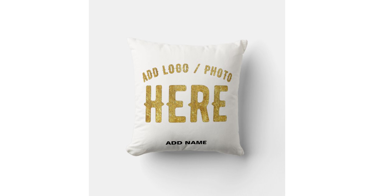 STYLISH MODERN CUSTOMIZABLE WHITE VERIFIED BRANDED THROW PILLOW | Zazzle