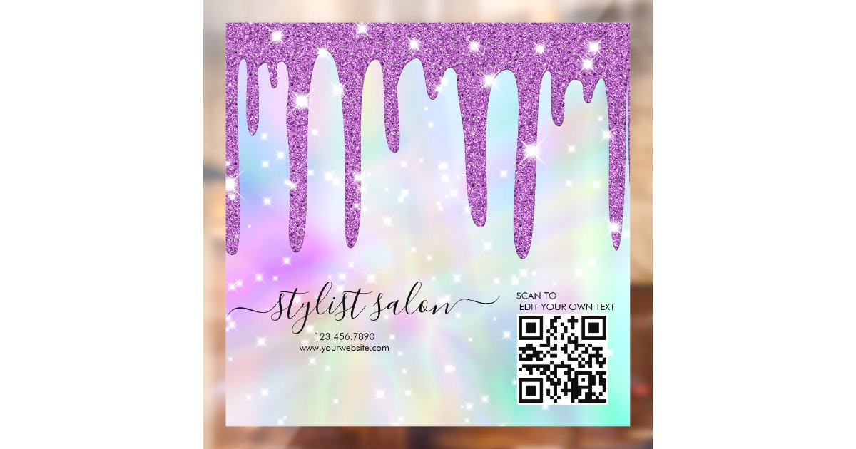 Stylish Modern Elegant Glitter Drips Business Wind Window Cling | Zazzle