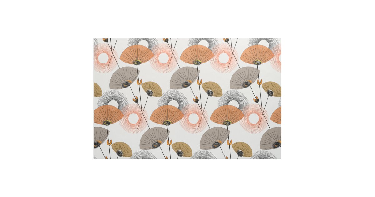 Stylish Modern Mid Century Floral Pattern Fabric | Zazzle
