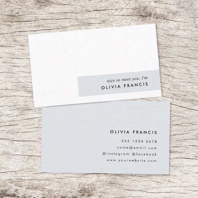 Stylish Modern Minimal Blue Gray Colorblock Business Card | Zazzle