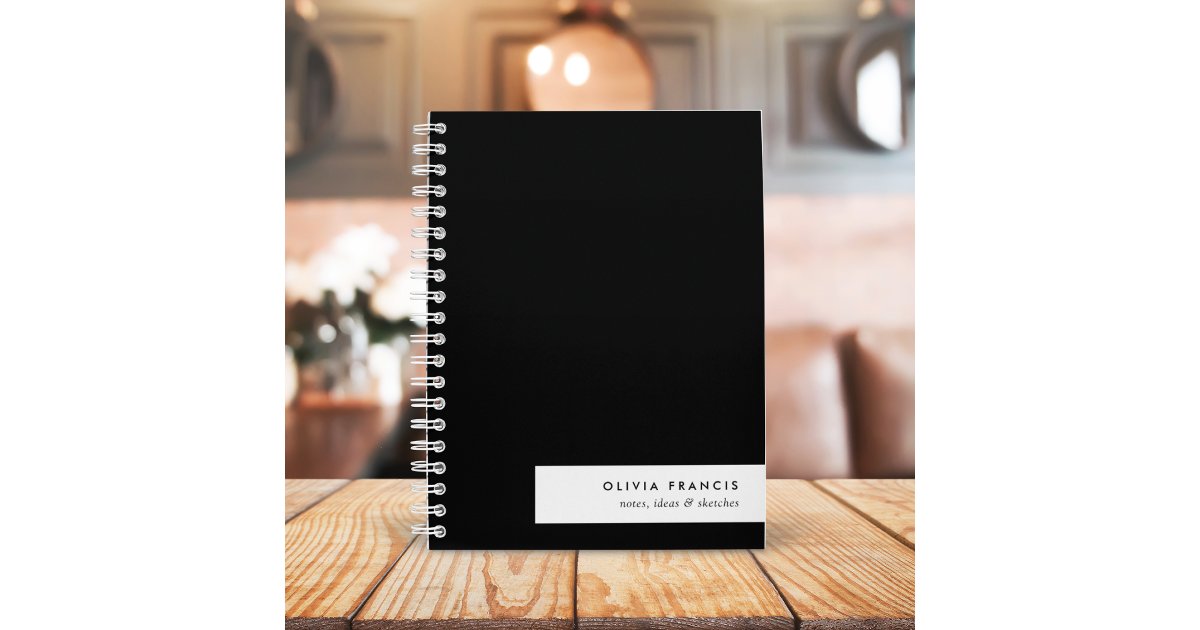 Stylish Modern Minimal Simple Black and White Notebook | Zazzle