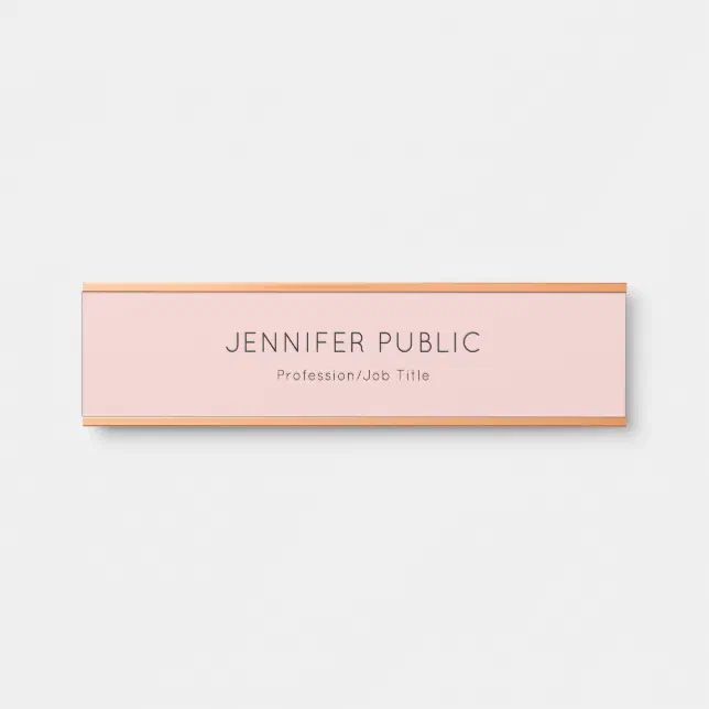Stylish Modern Minimalist Blush Pink Template Door Sign | Zazzle