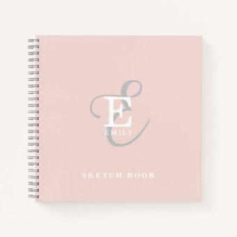 Stylish Modern Monogram Typography Blush Pink Notebook | Zazzle