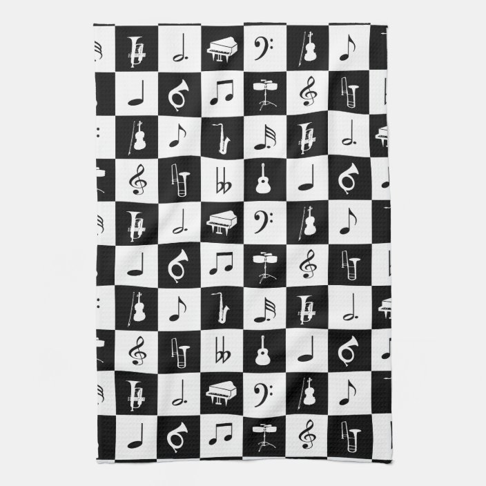 Stylish Modern Music Notes and Instruments Towel | Zazzle.com