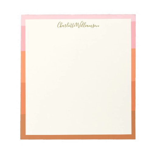 Stylish Modern Pink Orange Border Personalized Notepad | Zazzle