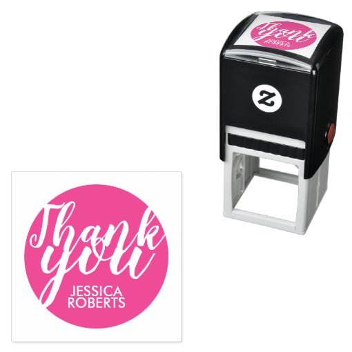 Stylish Modern Pink Thank You Self Inking Stamp | Zazzle