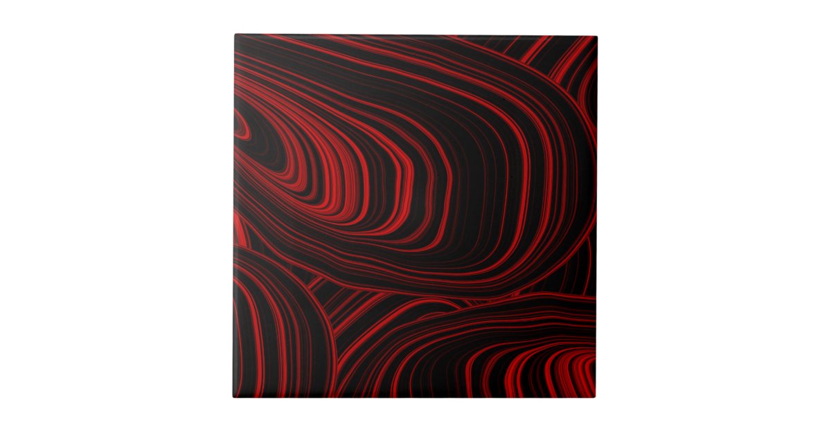 Stylish Modern Red and Black Abstract Pattern Ceramic Tile | Zazzle