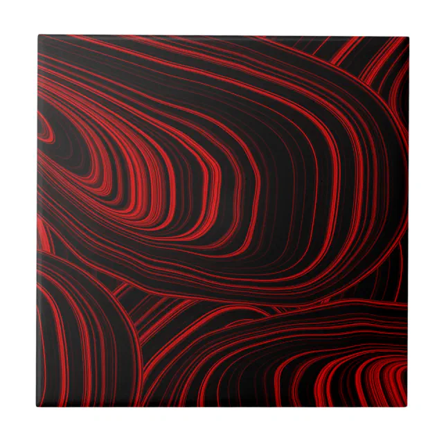 Stylish Modern Red and Black Abstract Pattern Ceramic Tile | Zazzle