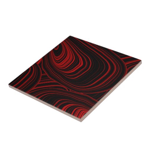 Stylish Modern Red and Black Abstract Pattern Ceramic Tile | Zazzle