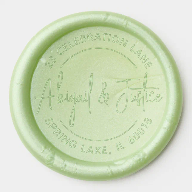 Stylish Modern Script Round Return Address Wedding Wax Seal Sticker ...