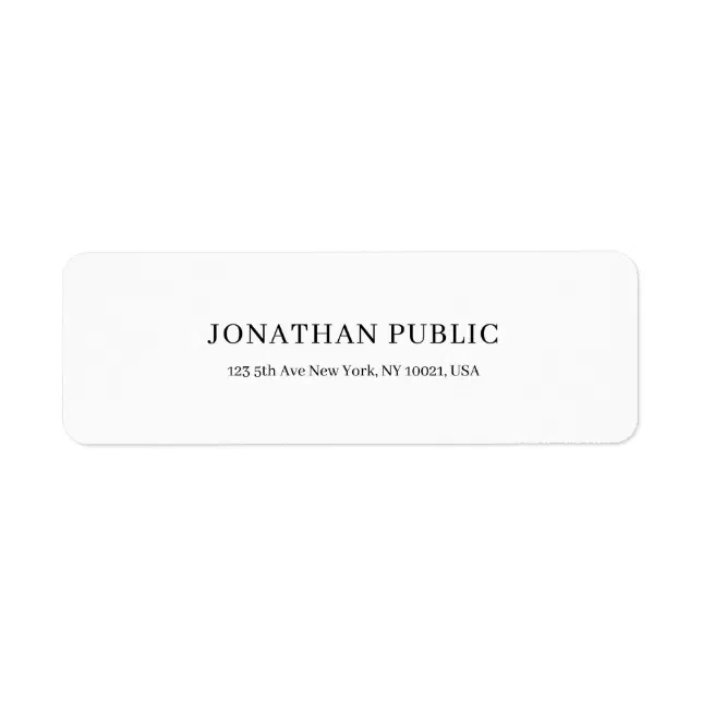 Stylish Modern Simple Design Chic White Plain Label | Zazzle