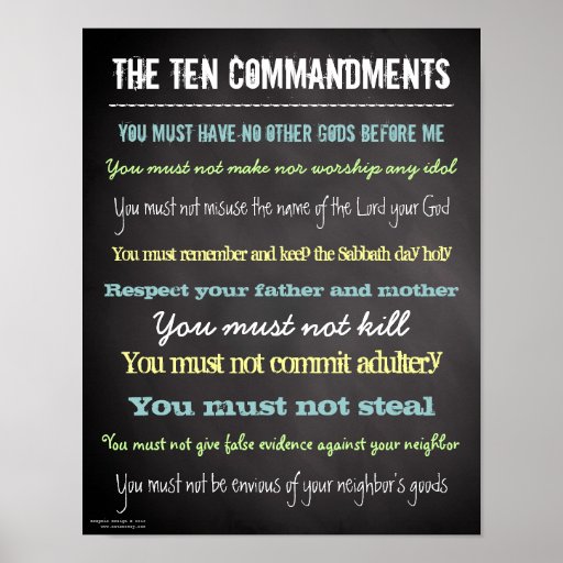 Stylish Modern Ten Commandments Sign Posters | Zazzle