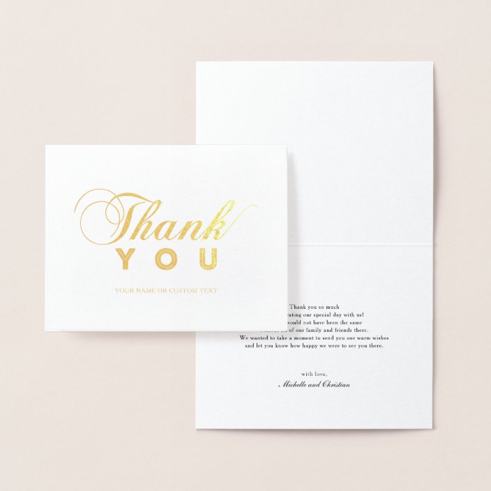 Stylish Modern Typography Thank You Gold Foil Card | Zazzle.com