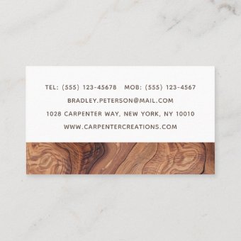 Stylish Modern Wooden Carpentry Construction Business Card | Zazzle