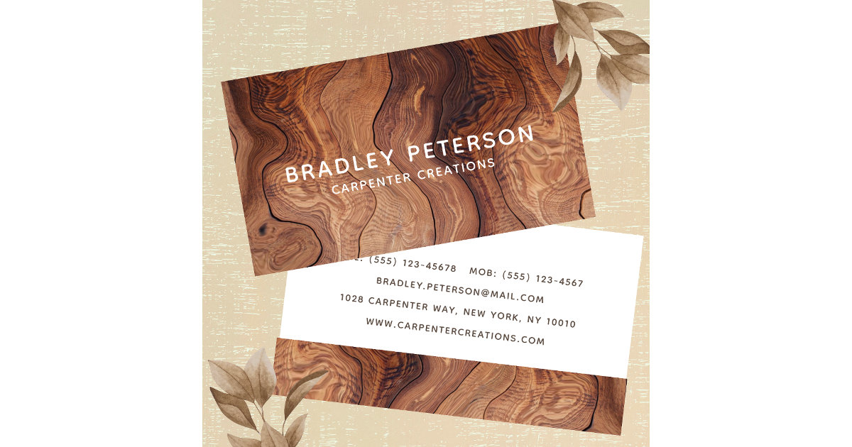 Stylish Modern Wooden Carpentry Construction Business Card | Zazzle