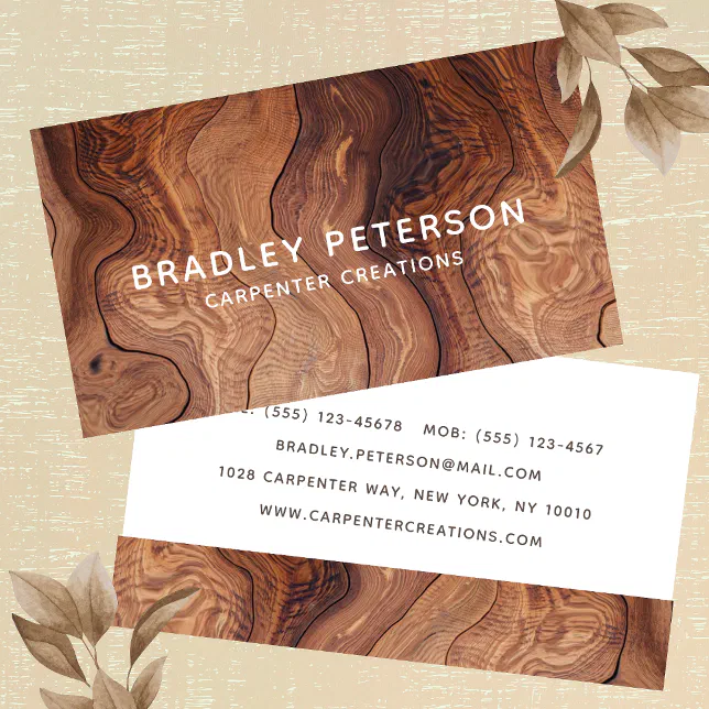 Stylish Modern Wooden Carpentry Construction Business Card | Zazzle