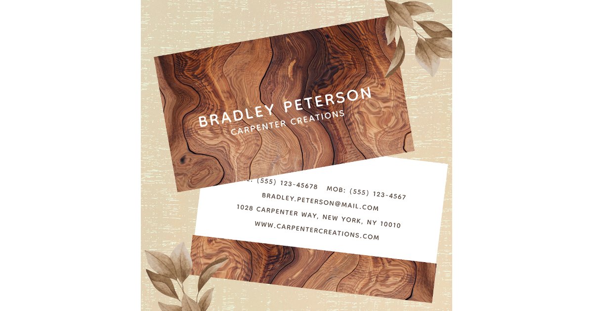 Stylish Modern Wooden Carpentry Construction Business Card | Zazzle