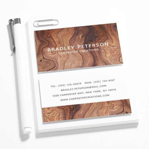 Stylish Modern Wooden Carpentry Construction Business Card | Zazzle