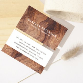 Stylish Modern Wooden Carpentry Construction Business Card | Zazzle
