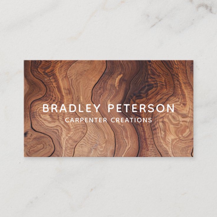 Stylish Modern Wooden Carpentry Construction Business Card | Zazzle