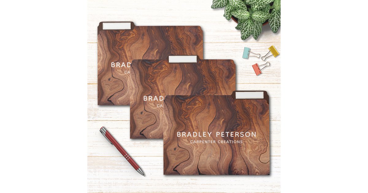 Stylish Modern Wooden Carpentry Construction File Folder | Zazzle