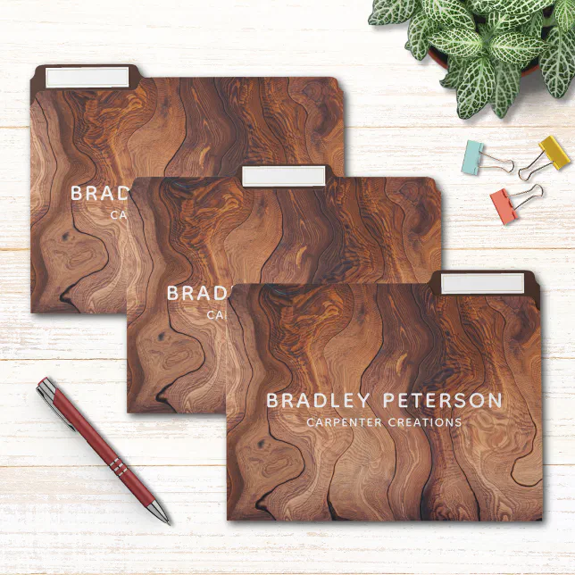 Stylish Modern Wooden Carpentry Construction File Folder | Zazzle
