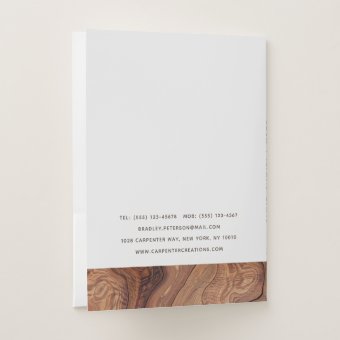 Stylish Modern Wooden Carpentry Construction Pocket Folder | Zazzle