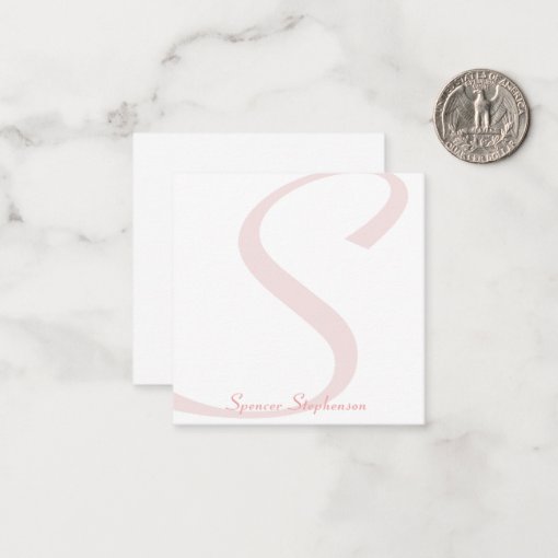 Stylish Monogram Blush Pink Minimalist Note Card | Zazzle