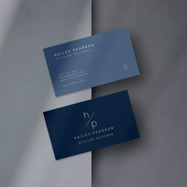 Stylish Monogram | Modern Elegance in Navy & White Business Card | Zazzle