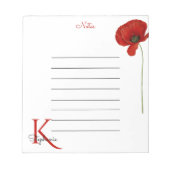 Stylish Monogram Red Poppy Notes | Zazzle
