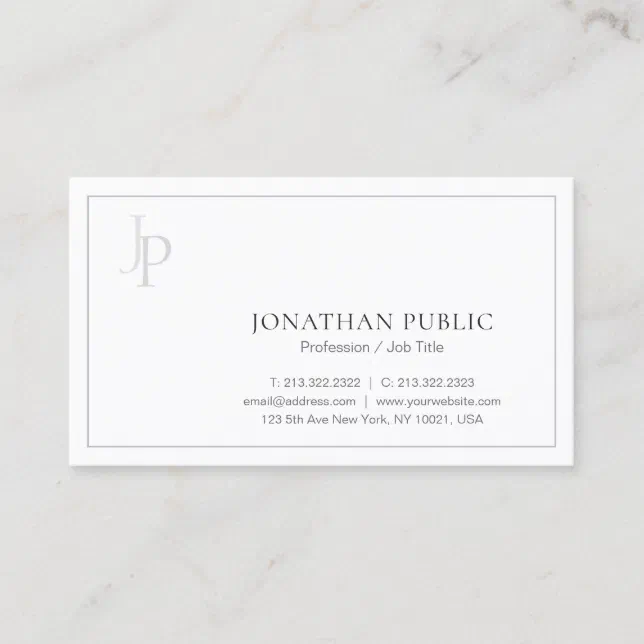 Stylish Monogram Sleek Design Modern Classy Business Card | Zazzle