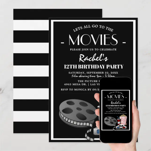 Stylish Movie's Kids Birthday Party | Cinema Invitation | Zazzle