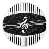 Stylish Music Notes Treble Clef and Piano Keys Ceramic Knob | Zazzle