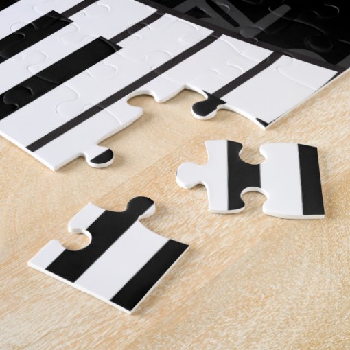 Stylish Music Notes Treble Clef and Piano Keys Jigsaw Puzzle | Zazzle