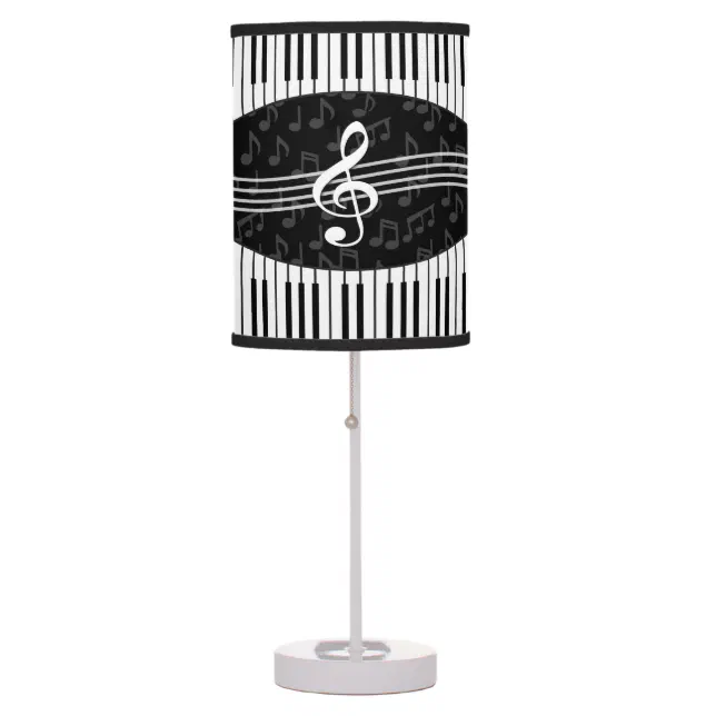 Stylish Music Notes Treble Clef and Piano Keys Table Lamp | Zazzle